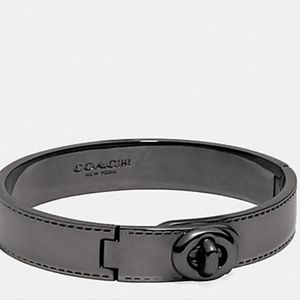 Coach | Jewelry | Coach Turnlock Bangle Bracelet Hinged Embossed Stitch ...